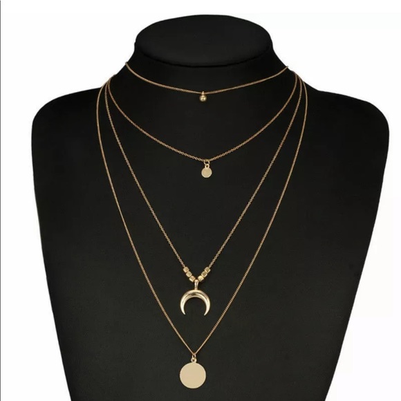 Jewelry | 218 Multilayer Choker Long Crescent Moon Pendant | Poshmark
